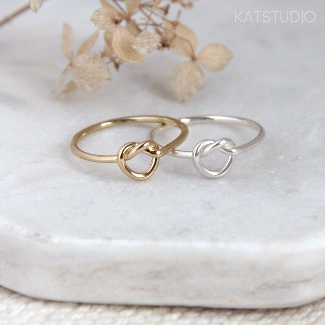 Set of Two Best Friends Rings in Sterling Silver and Gold - Etsy