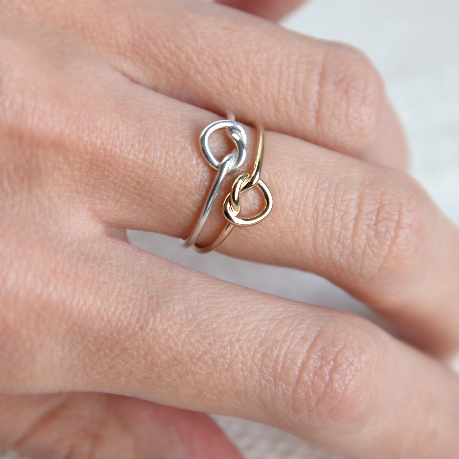 Set of Two Best Friends Rings in Sterling Silver and Gold - Etsy