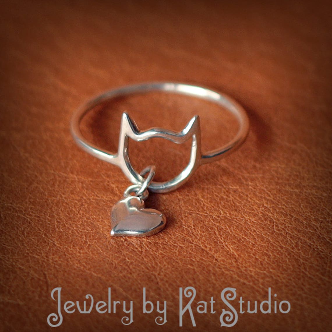 I Love Cats Cat Ring Heart Charm Recycled Sterling - Etsy