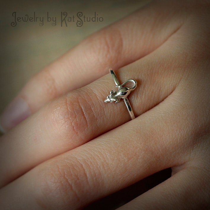 Mouse Ring Silver Mouse Ring Rat Ring Recycled Sterling - Etsy