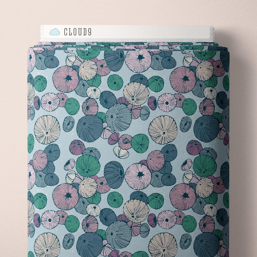 Cloud 9 Organic Cotton Fabric, Sea Urchin in Light Blue From the ...