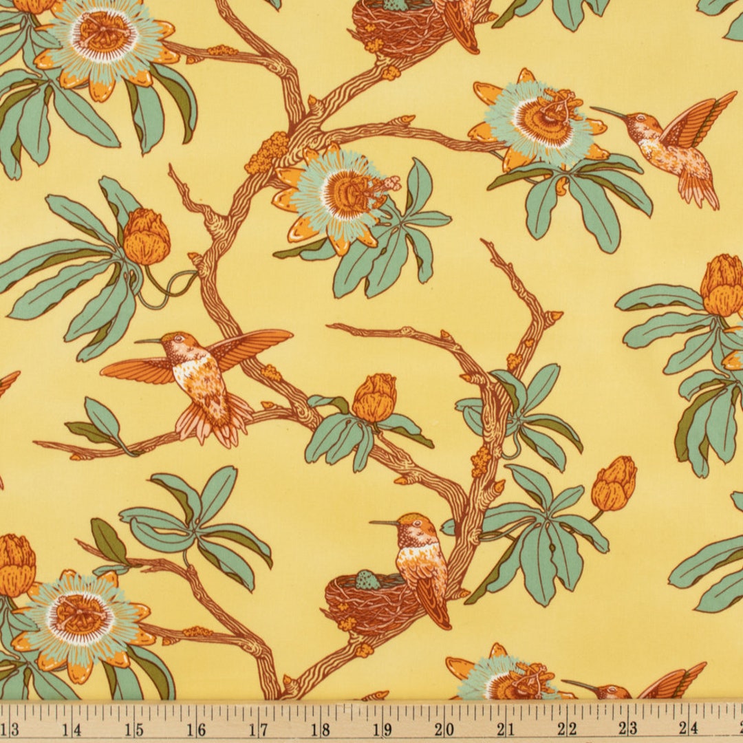 EOB 29X44”, Hummingbird Fabric, Birch Organic Cotton Fabric, Passion ...