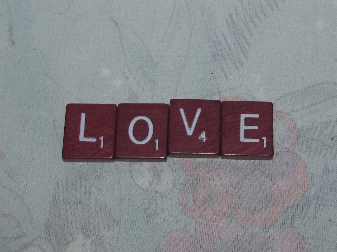 Set of Scrabble Tiles - Burgundy/dark Red, White Letters - "love" Word ...