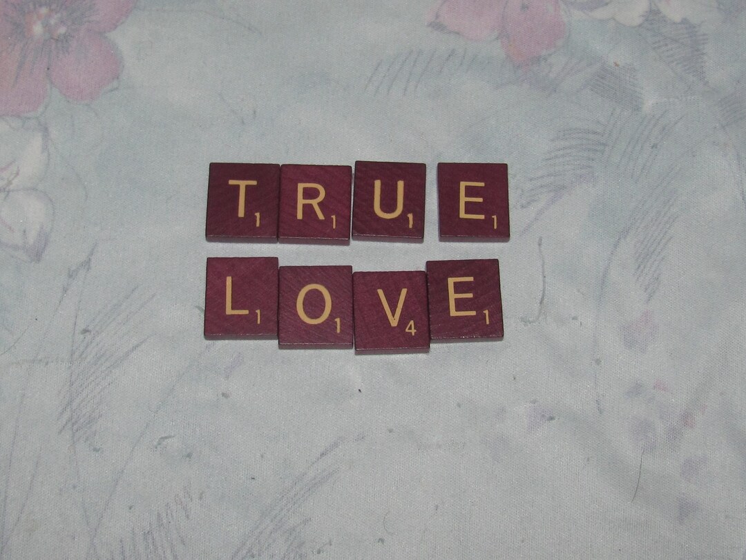 Set of Scrabble Tiles Burgundy/dark Red, Gold/beige Letters true Love ...