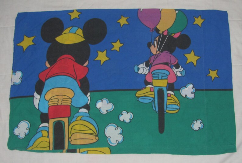 Vintage Disney Mickey & Minnie Mouse on Bicycles Twin/standard Pillow ...