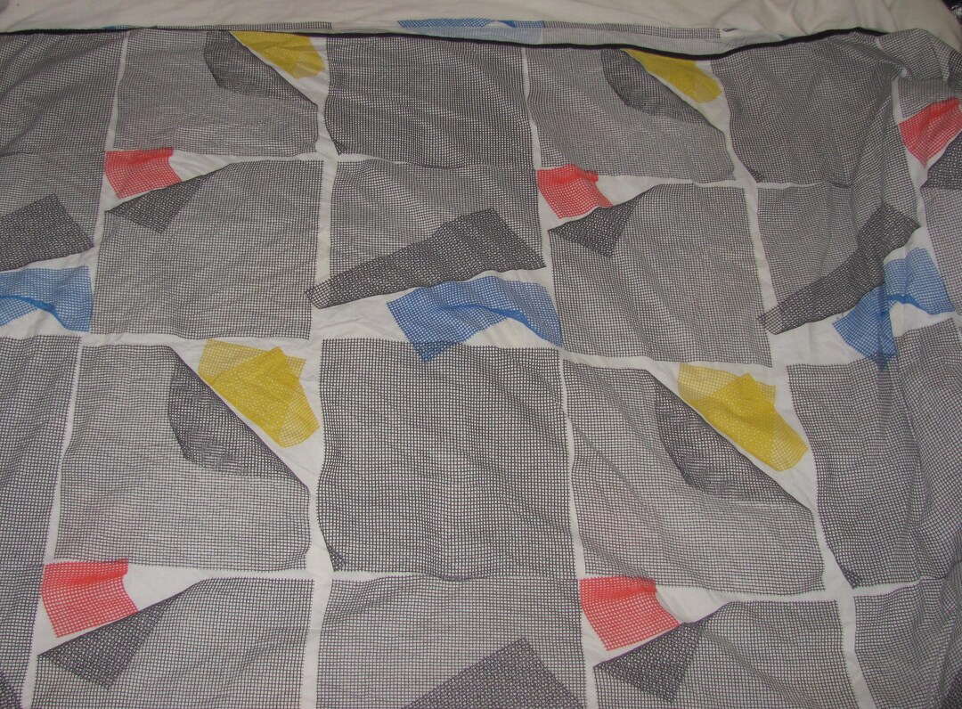 Vintage Dan River Marimekko Twin Size Striped, Geometric Grid Pattern ...
