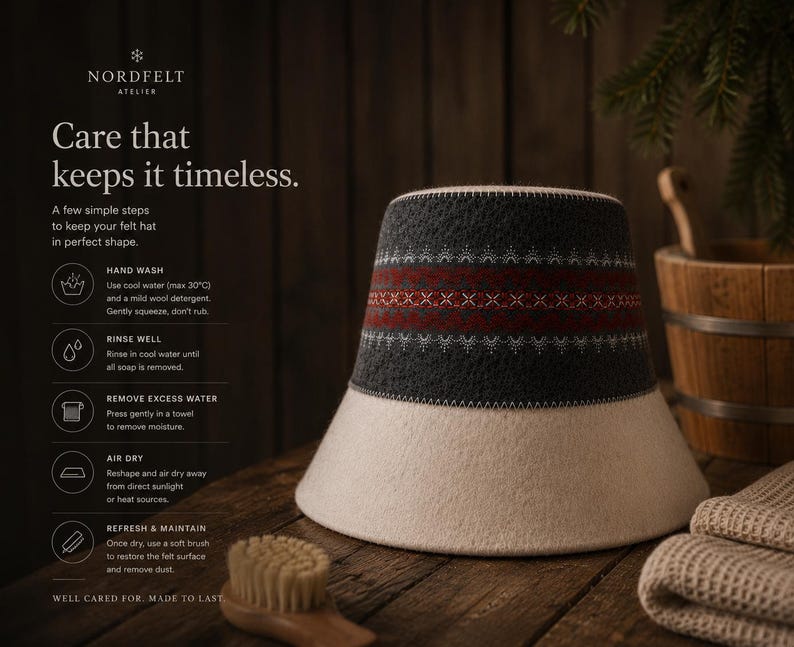 Nordic Gray Heritage Sauna Hat | Nordic Wool Felt Hat | Sauna ...