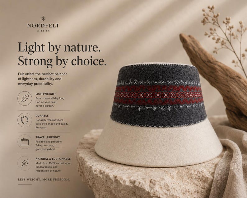 Nordic Gray Heritage Sauna Hat | Nordic Wool Felt Hat | Sauna ...