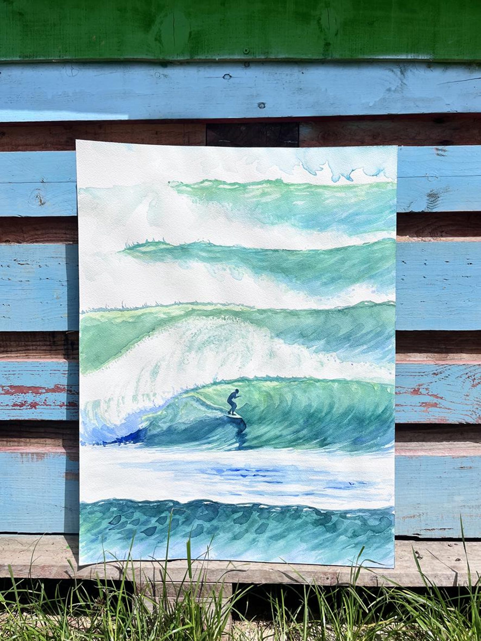 Original Watercolor 61 X 46 Cm - Surf Dream: Green Series - Etsy