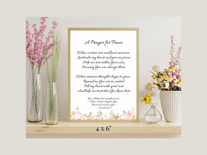 A Prayer for Peace Printable Card – Christian Scripture Wall Art Gift ...