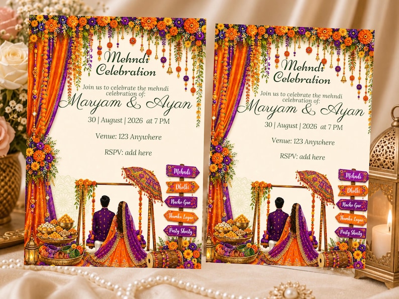 Editable Mehndi Invitation Template, Pakistani Wedding Dholki Invite ...