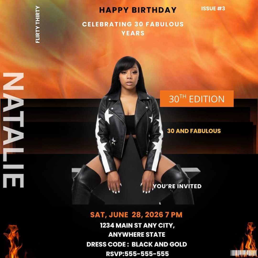 Birthday Magazine Cover Invitation Fire - Etsy