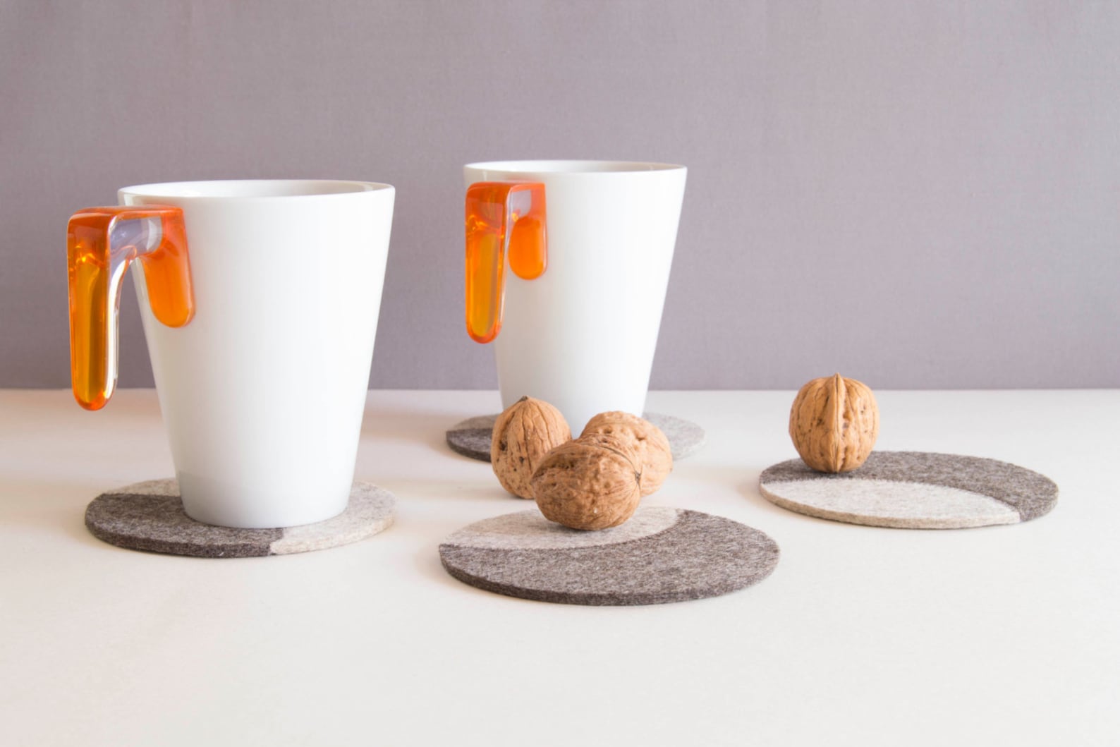 Set of Round Felt Coasters Light Grey Wool Felt Coasters - Etsy