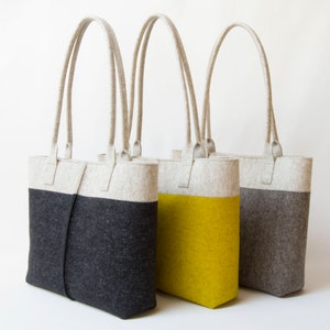 Wool Felt TOTE BAG Oatmeal and Grey - Two Tone Tote Bag - Womens Bag ...
