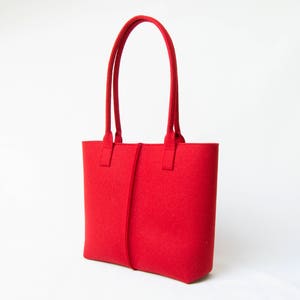 Wool Felt TOTE BAG - Red Tote Bag - Womens Bag - Felt Shoulder Bag ...