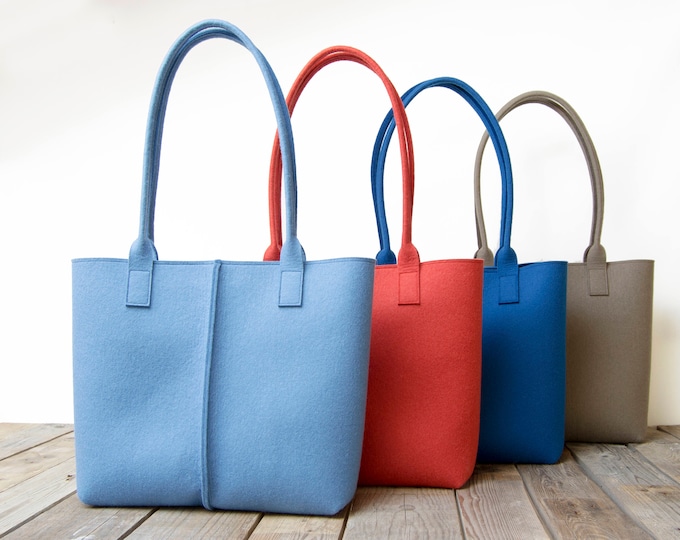 Wool Felt TOTE BAG / Light Blue Tote Bag / Light Blue Bag / - Etsy