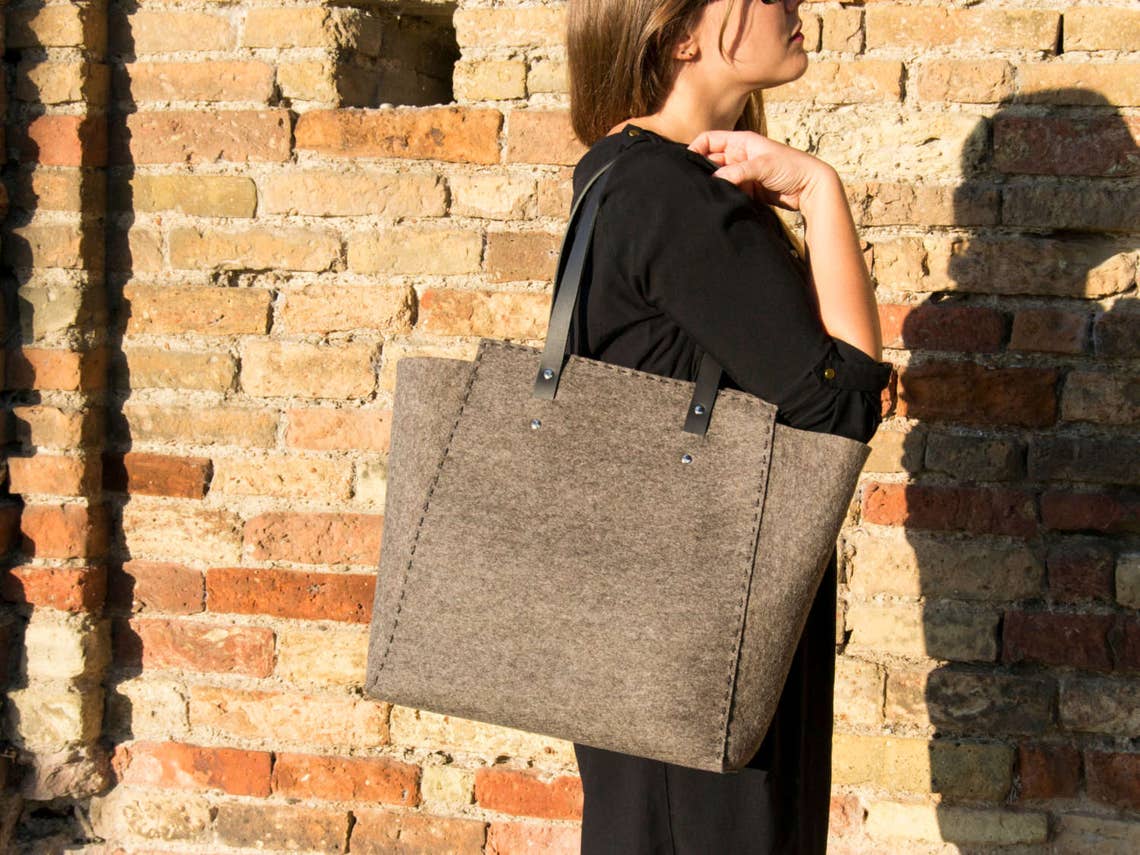 Extra Large Felt TOTE BAG Natural Gray Grey Felt Shopper - Etsy