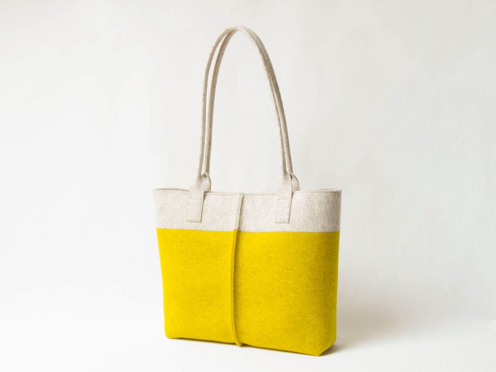 Wool Felt TOTE BAG Oatmeal and Mustard / Two Tone Tote Bag / | Etsy