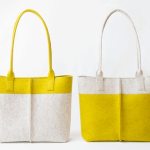Wool Felt TOTE BAG Oatmeal and Mustard Two Tone Tote Bag - Etsy