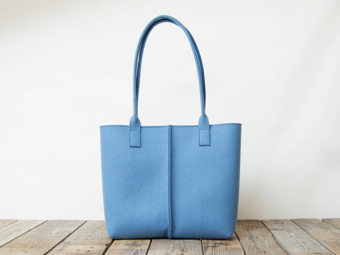 Wool Felt TOTE BAG / Light Blue Tote Bag / Light Blue Bag / | Etsy