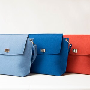 Wool Felt FLAP BAG - Blue Tote Bag - Blue Bag - Womens Bag - Felt ...