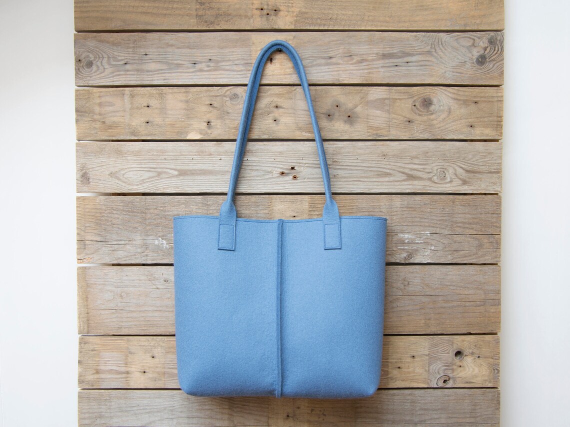 Wool Felt TOTE BAG / Light Blue Tote Bag / Light Blue Bag / | Etsy