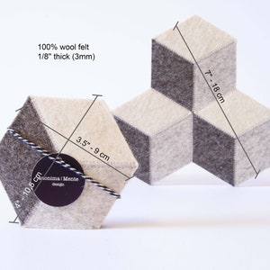 Set of Felt Coasters - Burgundy Coasters - Hexagonal Coasters - Wool ...