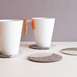 Set of Round Felt Coasters - Light Grey - Wool Felt Coasters ...