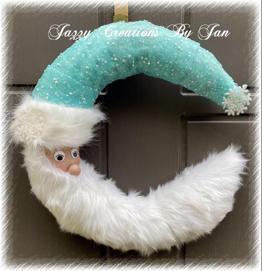 Santa Crescent Moon Wreath, Santa Claus Moon Wreath, Christmas Santa ...