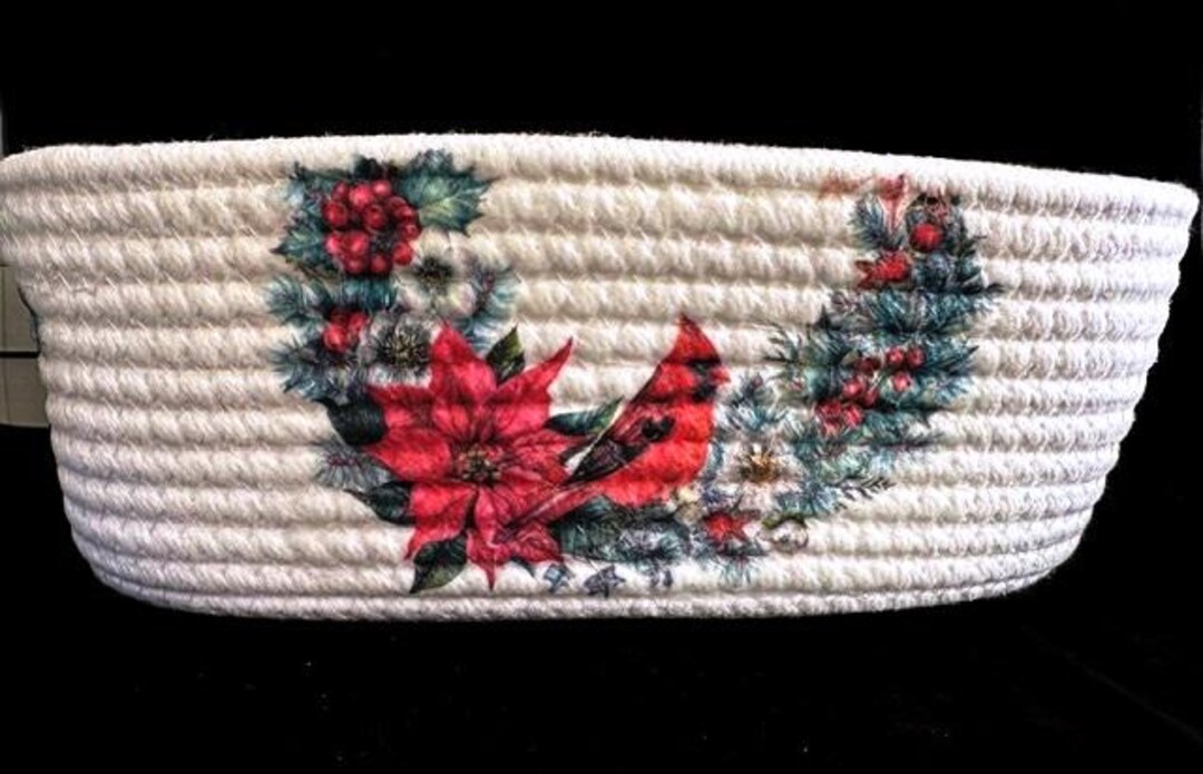 White Rope Basket, Cardinal Rope Basket, Christmas Rope Basket ...