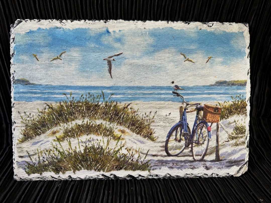 Slate Beach Scene Decoupage Slate Beach Ocean Decor Beach - Etsy