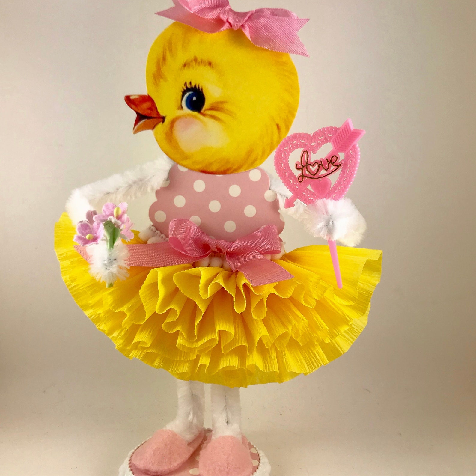 Easter Chick Farmhouse Decor Vintage Style Chenille Figure | Etsy