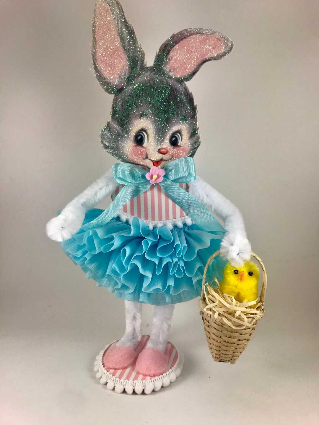 Easter Bunny Easter Decor Vintage Style Bump Chenille Figure Shabby ...