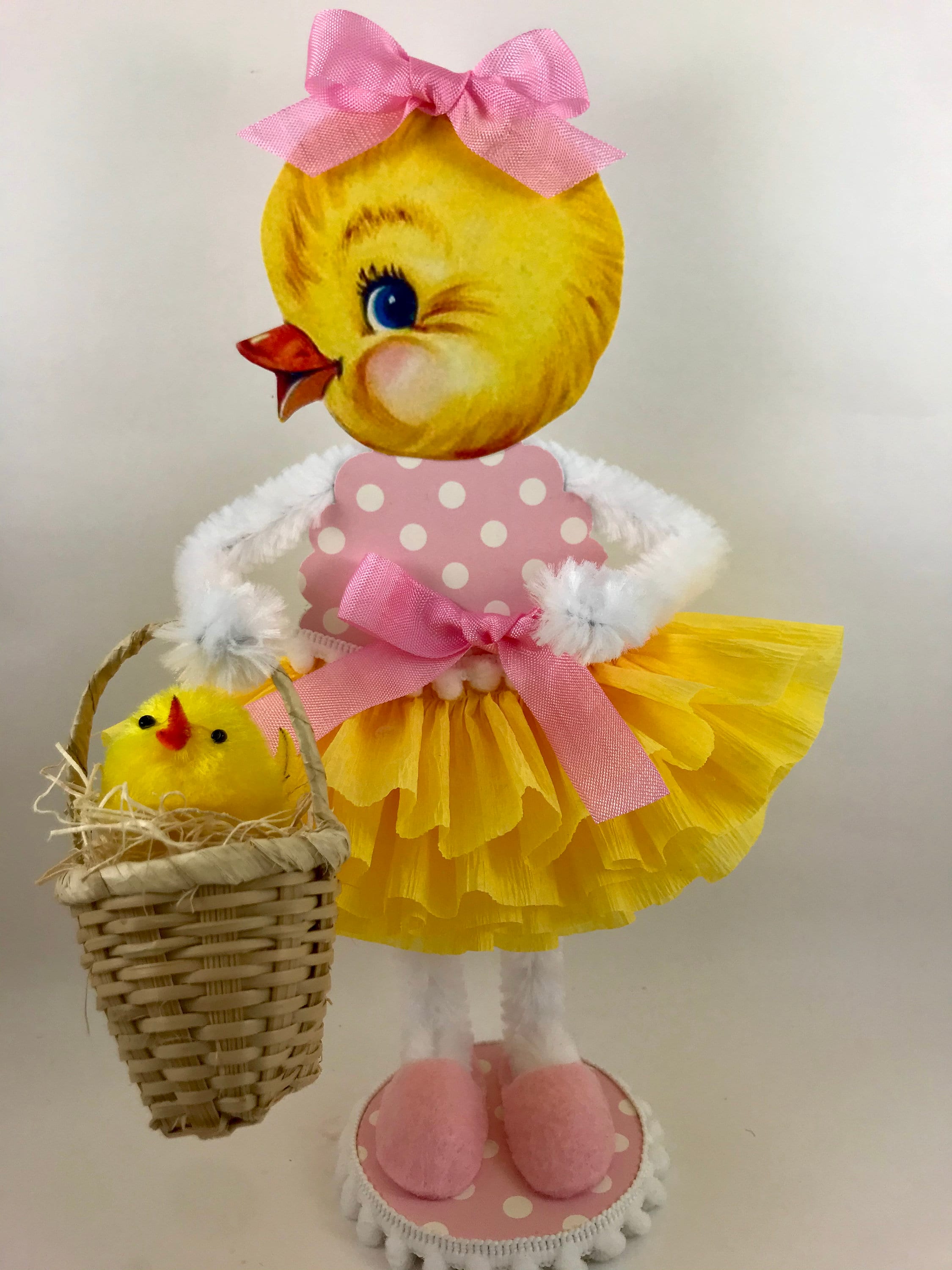 Easter Chick Farmhouse Decor Vintage Style Chenille Figure | Etsy