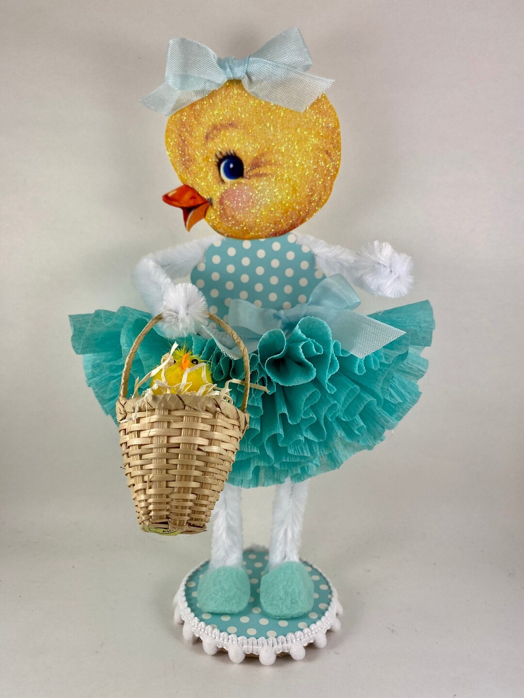 Easter Chick Easter Decor Vintage Style Bump Chenille Figure Shabby ...