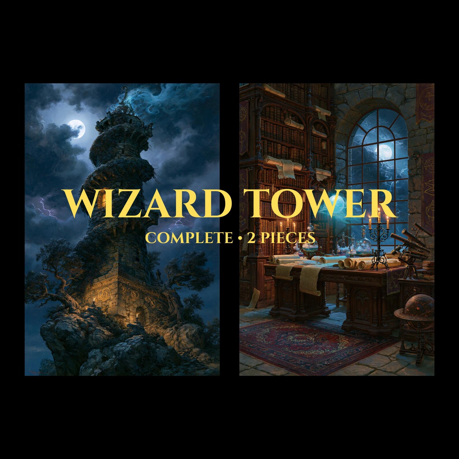 Wizard Tower Complete Dark Fantasy Bundle | 2 Printable Dnd Scenes ...