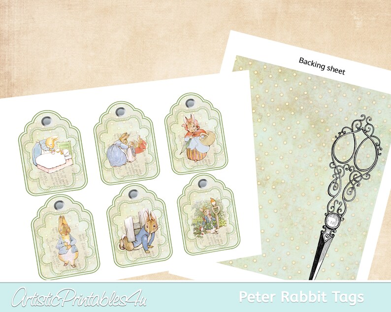 Six Peter Rabbit Tags With Backing Sheet Instant Download - Etsy