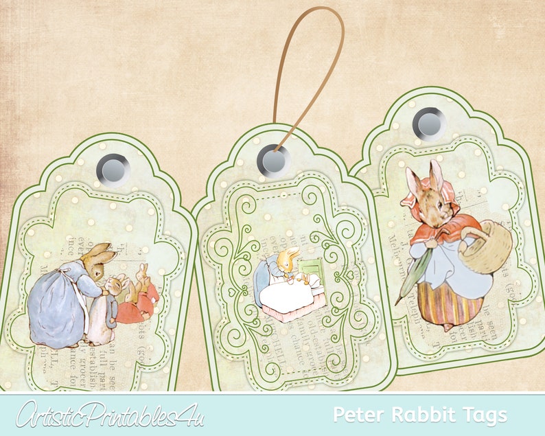 Six Peter Rabbit Tags With Backing Sheet Instant Download - Etsy
