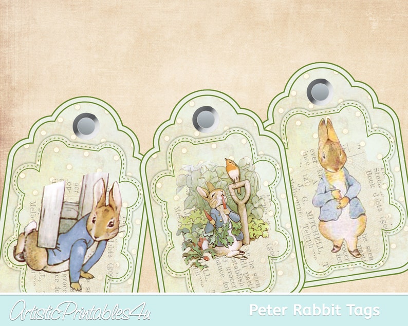 Six Peter Rabbit Tags With Backing Sheet Instant Download - Etsy