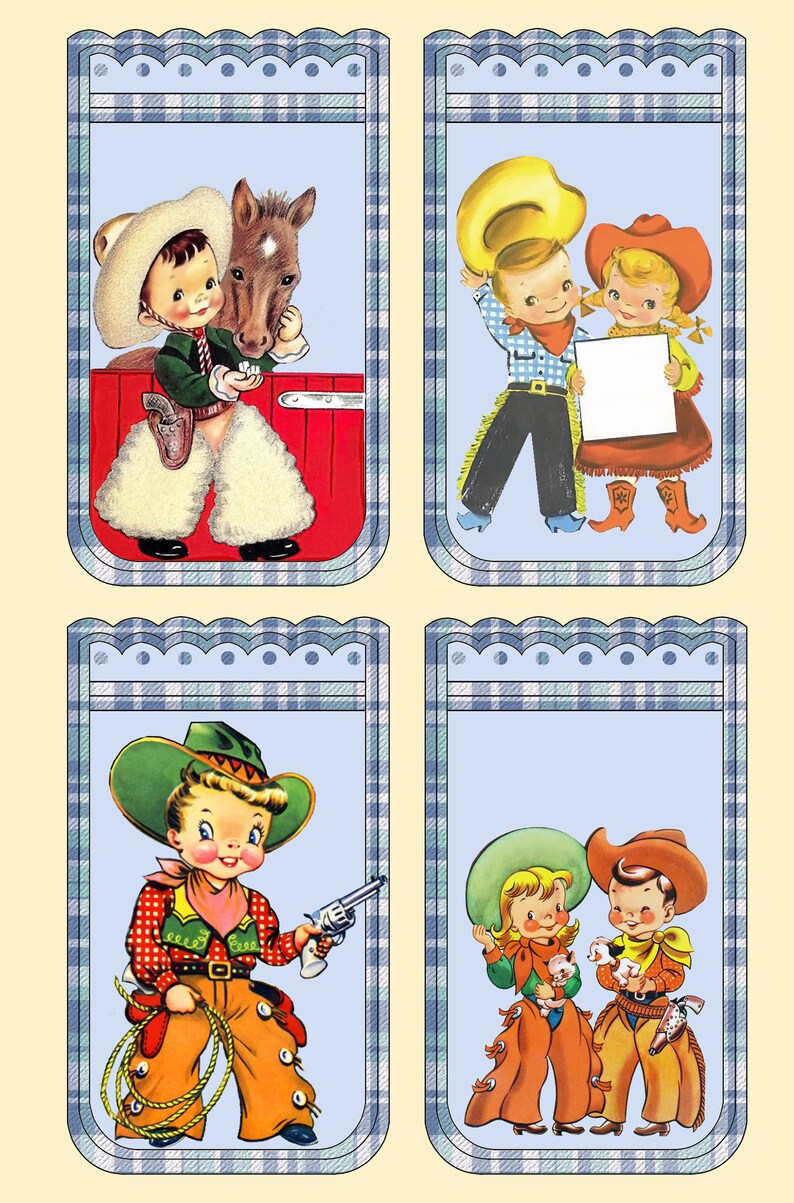 Little Cowboy Clipart 8 Little Cowboys on Tags, Printable Cowboys ...