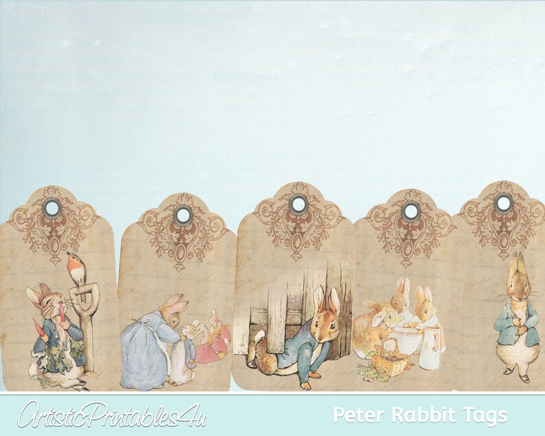 10 Peter Rabbit Tags, Beatrix Potter Tags Printable Instant Download ...