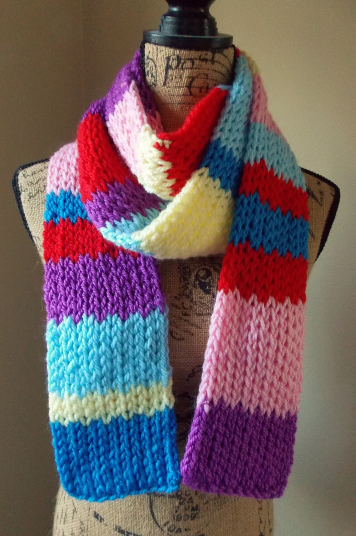 Colorful Wool Scarf, Knit Color Block Scarf - Etsy