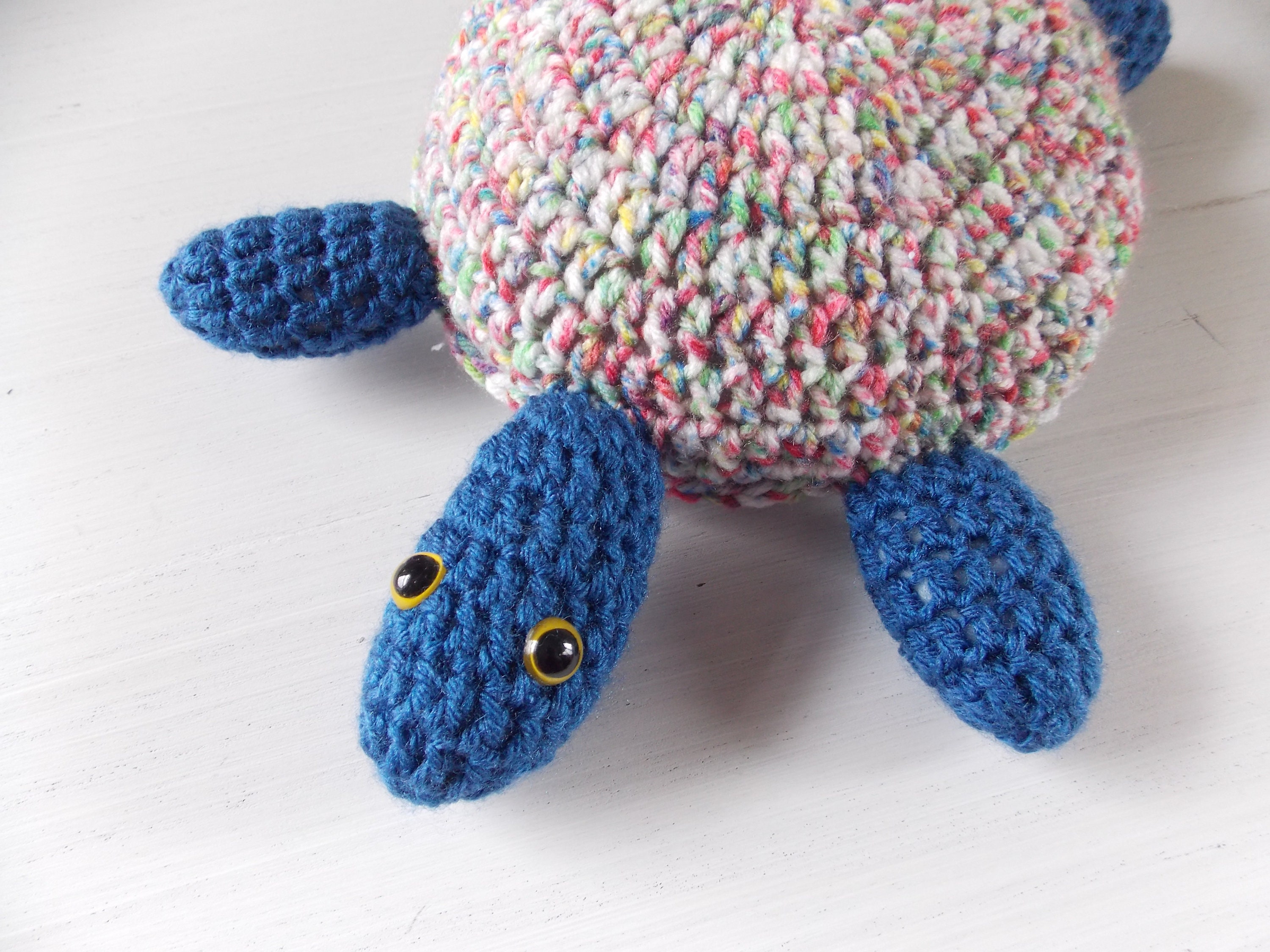 Kitchen Floor Drip Mop, Crochet Turtle Spill Sponge, Denim Blue and ...