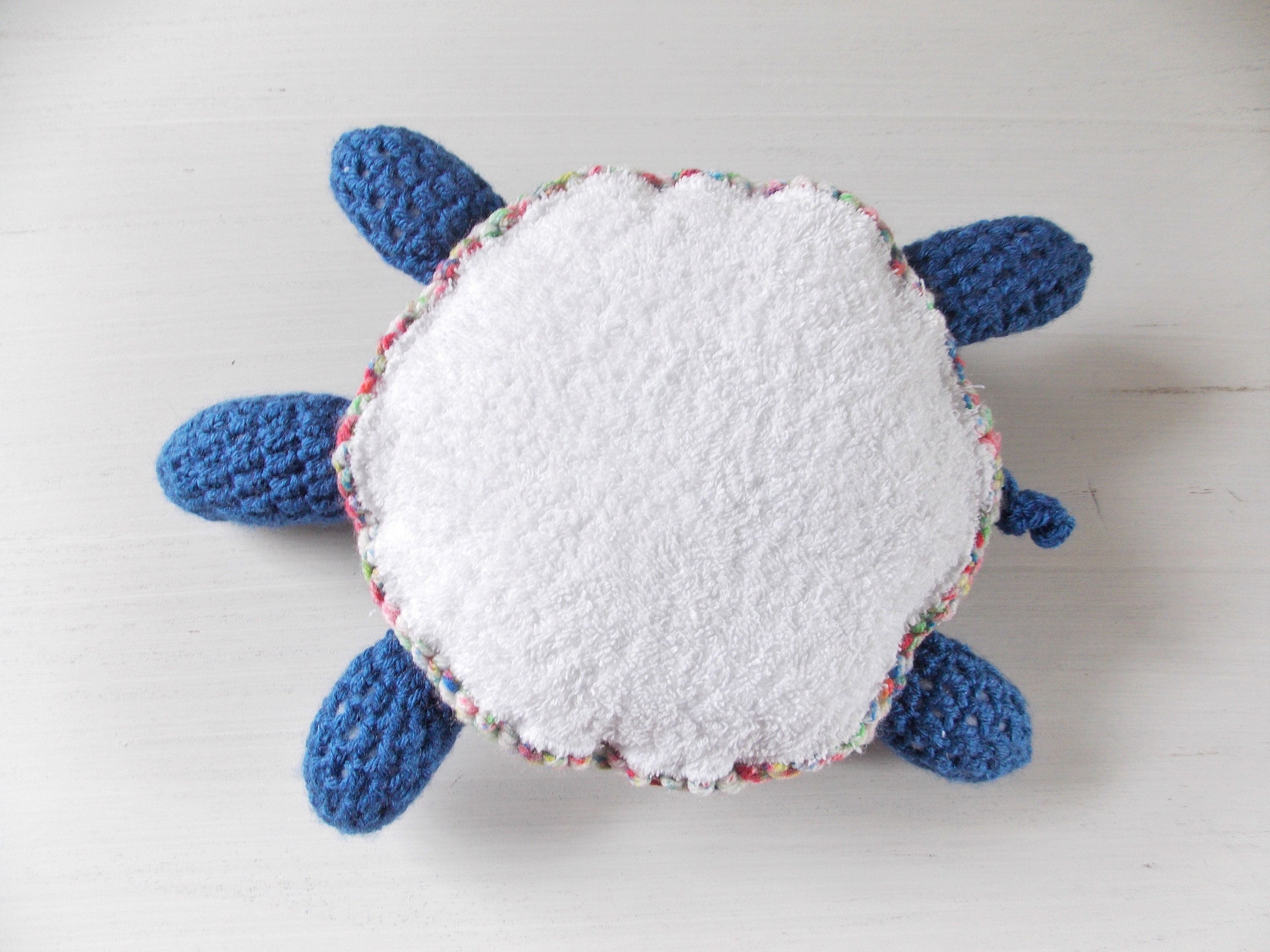Kitchen Floor Drip Mop, Crochet Turtle Spill Sponge, Denim Blue and ...