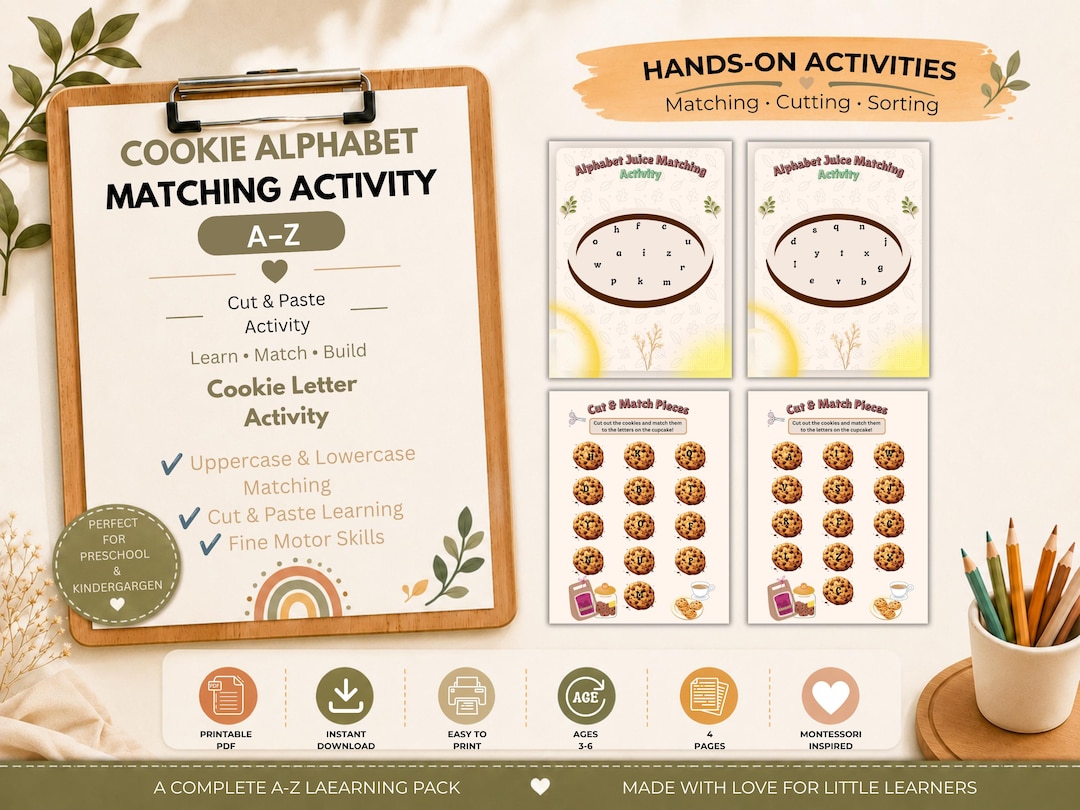 Cookie Alphabet Matching Activity A-Z | Uppercase Lowercase Letter ...