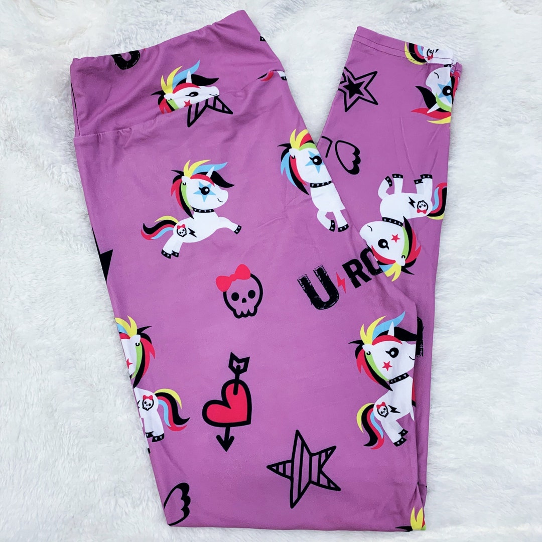 Punky Unicorn Print Pink Leggings Adult & Kids Sizes, Fun and Colorful ...
