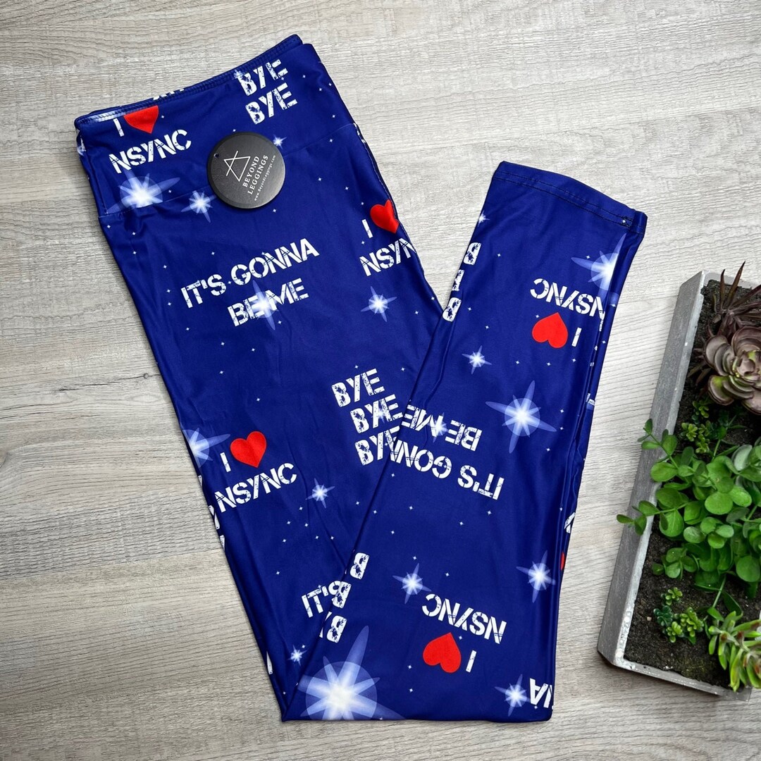 NSYNC Tribute Quote Print Blue Leggings Retro Pop Band Inspired Pants ...