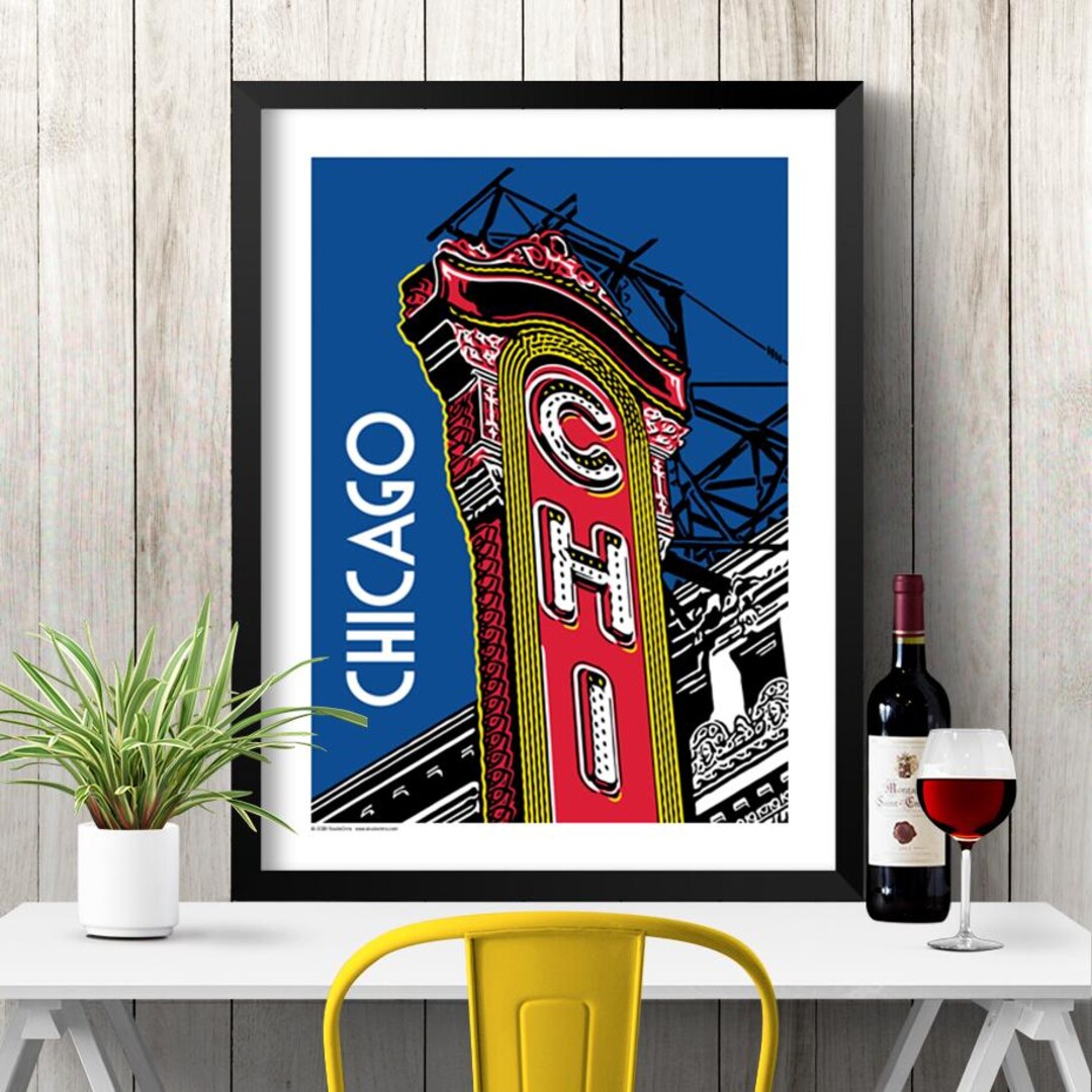 Chicago Poster | Chicago Theatre | Chicago City | Chicago Retro ...