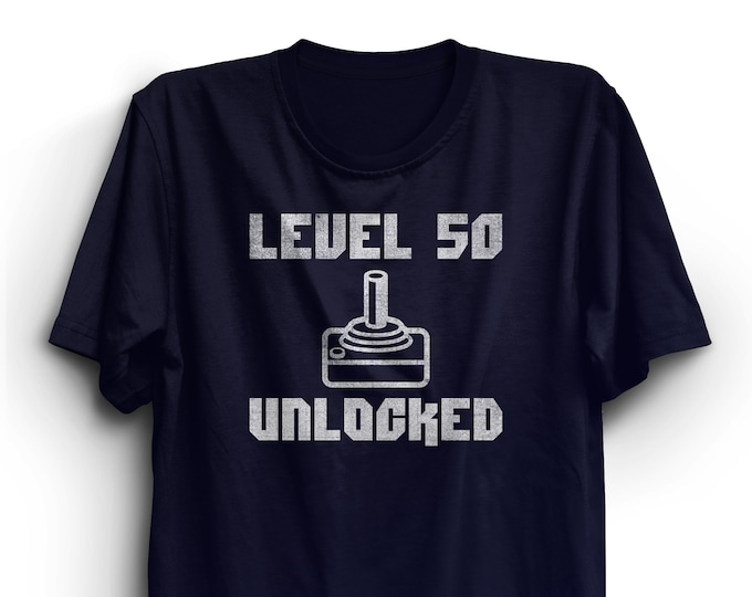Level 50 Unlocked Tshirt, 50th Birthday T-shirt, Shirt, Ringspun Cotton ...