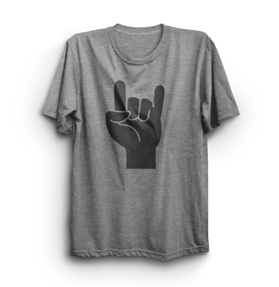 Rock on Cartoon Hand T-shirt, Rock and Roll Tshirt, Premium Ringspun ...